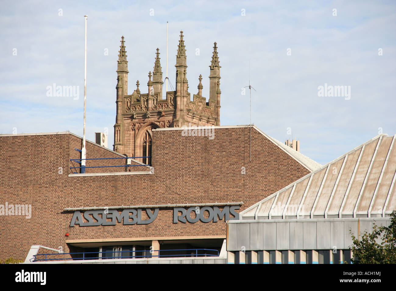 derby city centre assembly rooms cathedral beyond derbyshire midlands ...