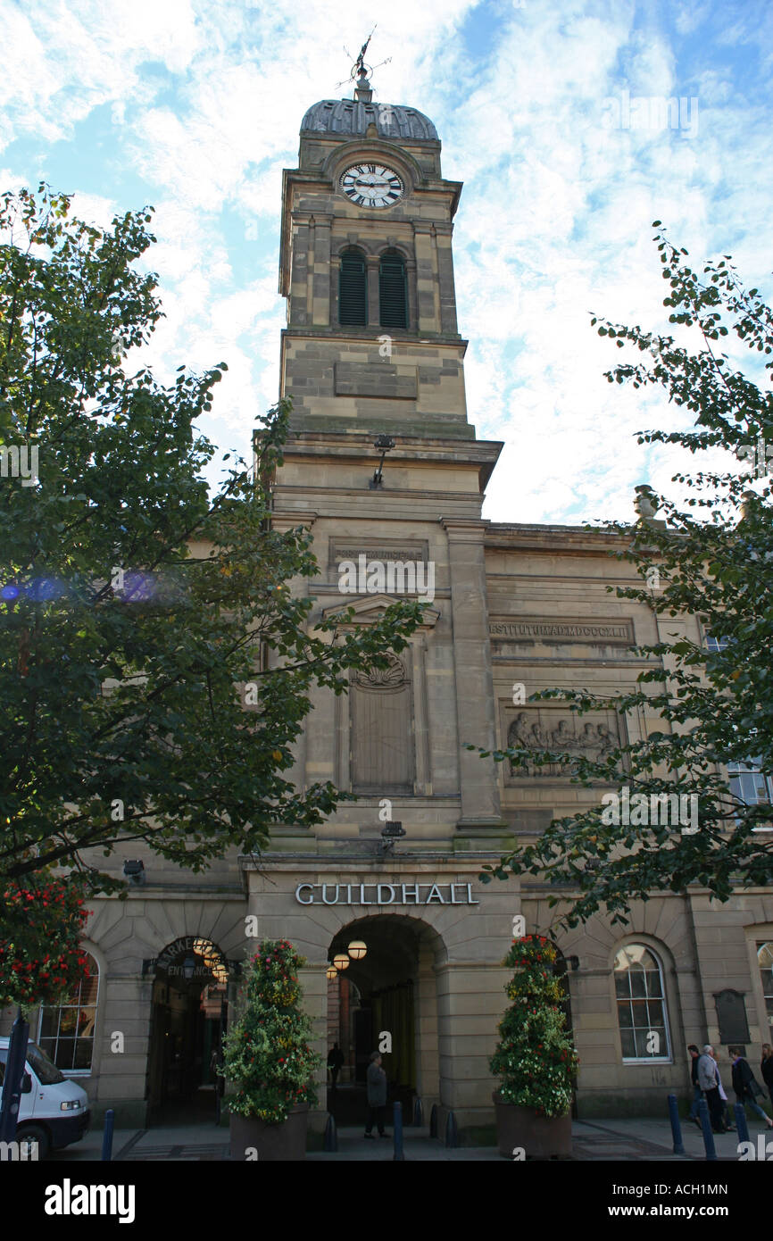 derby city centre guildhall town clock derbyshire midlands england uk ...