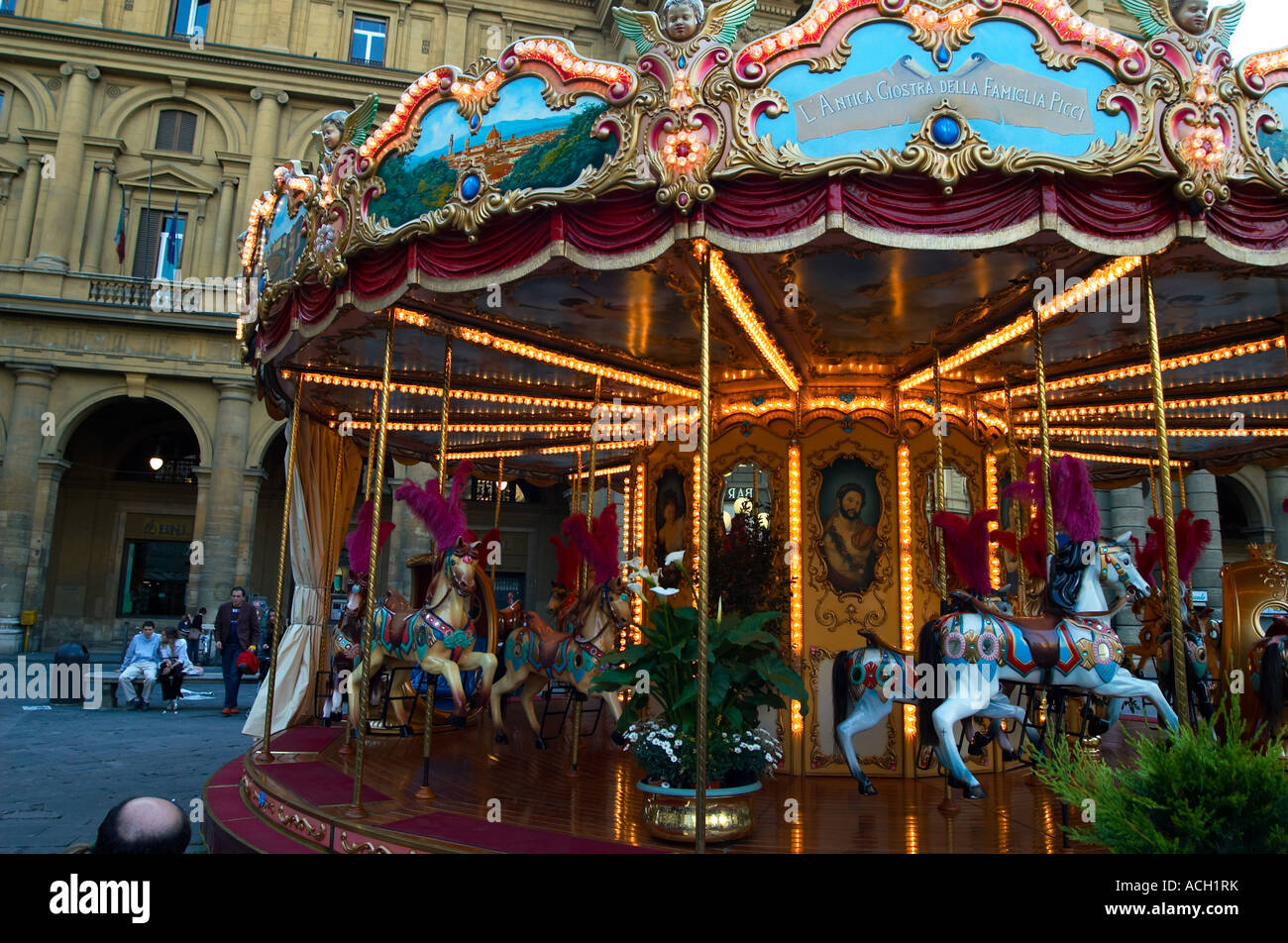 Carousel in a piazza, Florence, Italy Stock Photo - Alamy