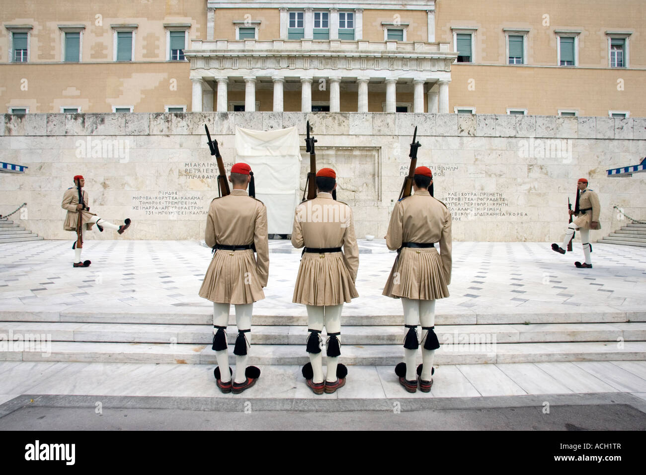 Evzones Soldiers of the Presidential Guard Changing the Guard at the Tomb of the Unknown Soldier ...
