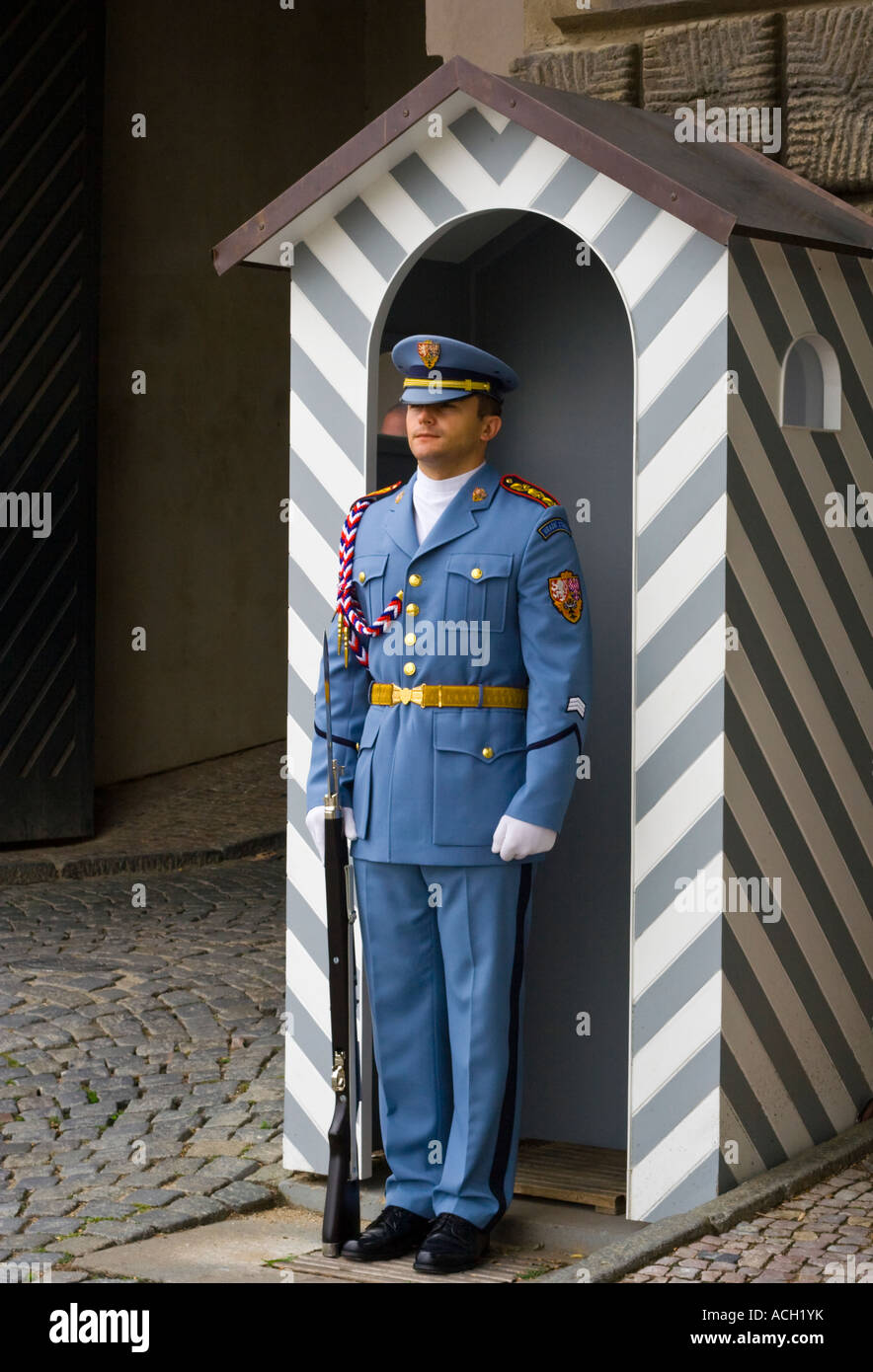 Guard at the gates of Prague Castle the largest medieval castle complex ...