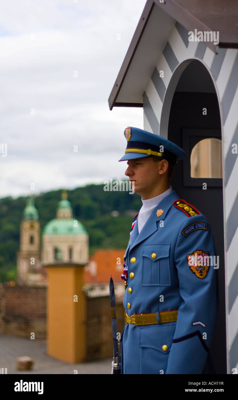 Guard at the gates of Prague Castle the largest medieval castle complex ...
