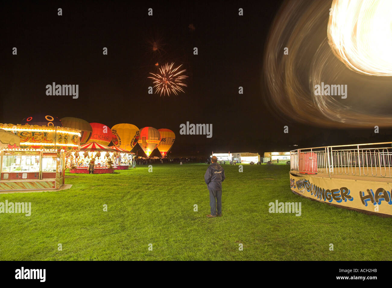 Fireworks and funfair at balloon spectacular Surrey with attendant ...