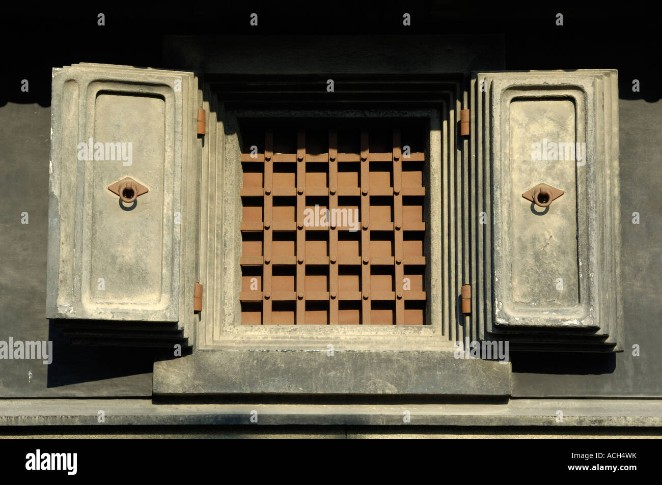 Window of a traditional Japanese storage building known as "kura Stock ...