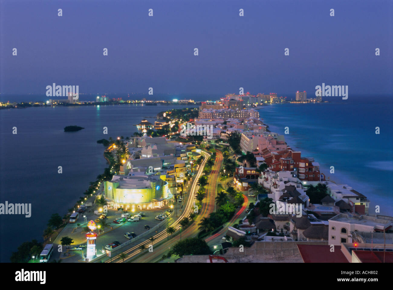 Hotel strip Cancun Yucatan Mexico Central America Stock Photo - Alamy