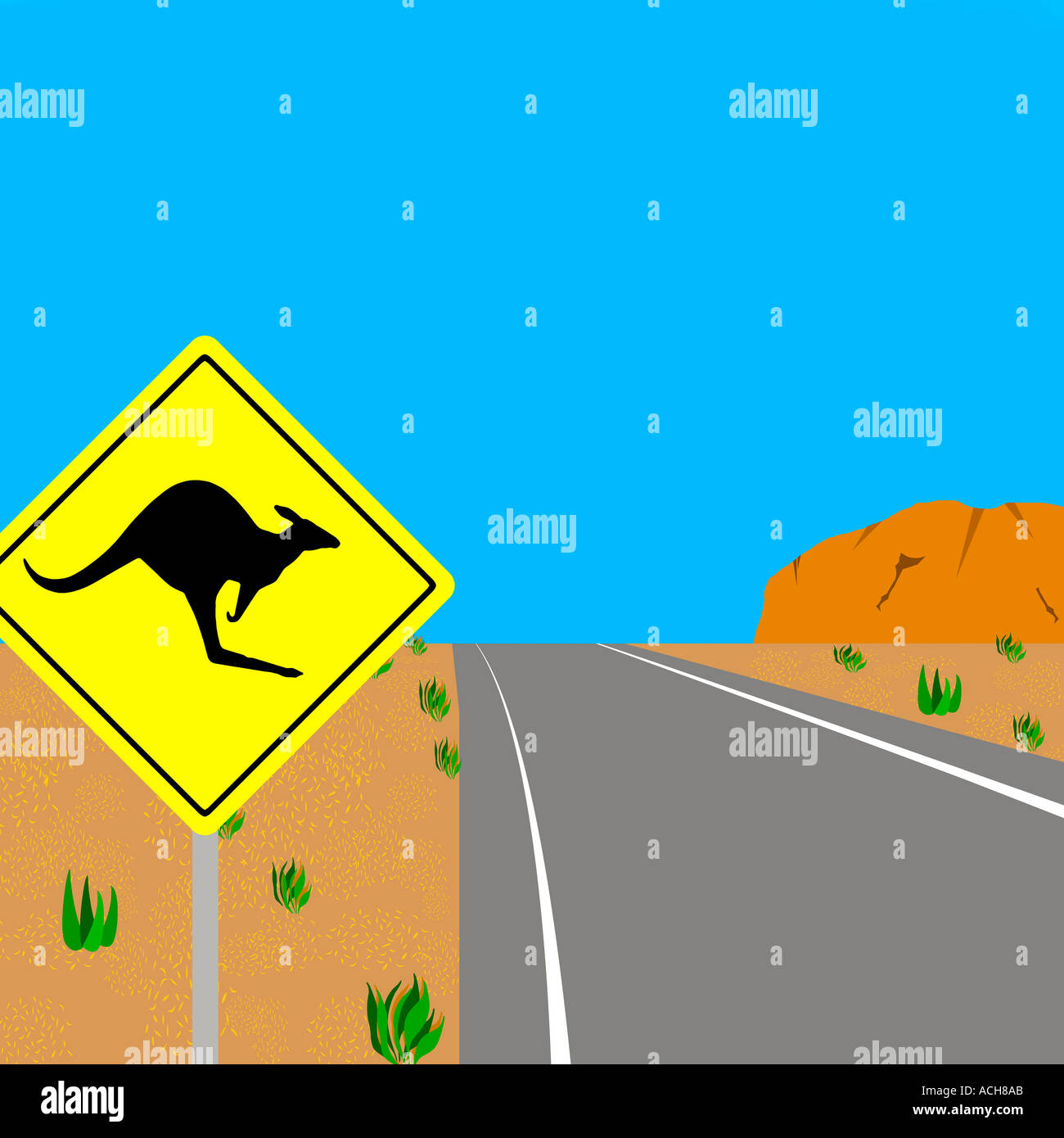 Illustration of a Road sign at Ayers Rock Australia Stock Photo - Alamy