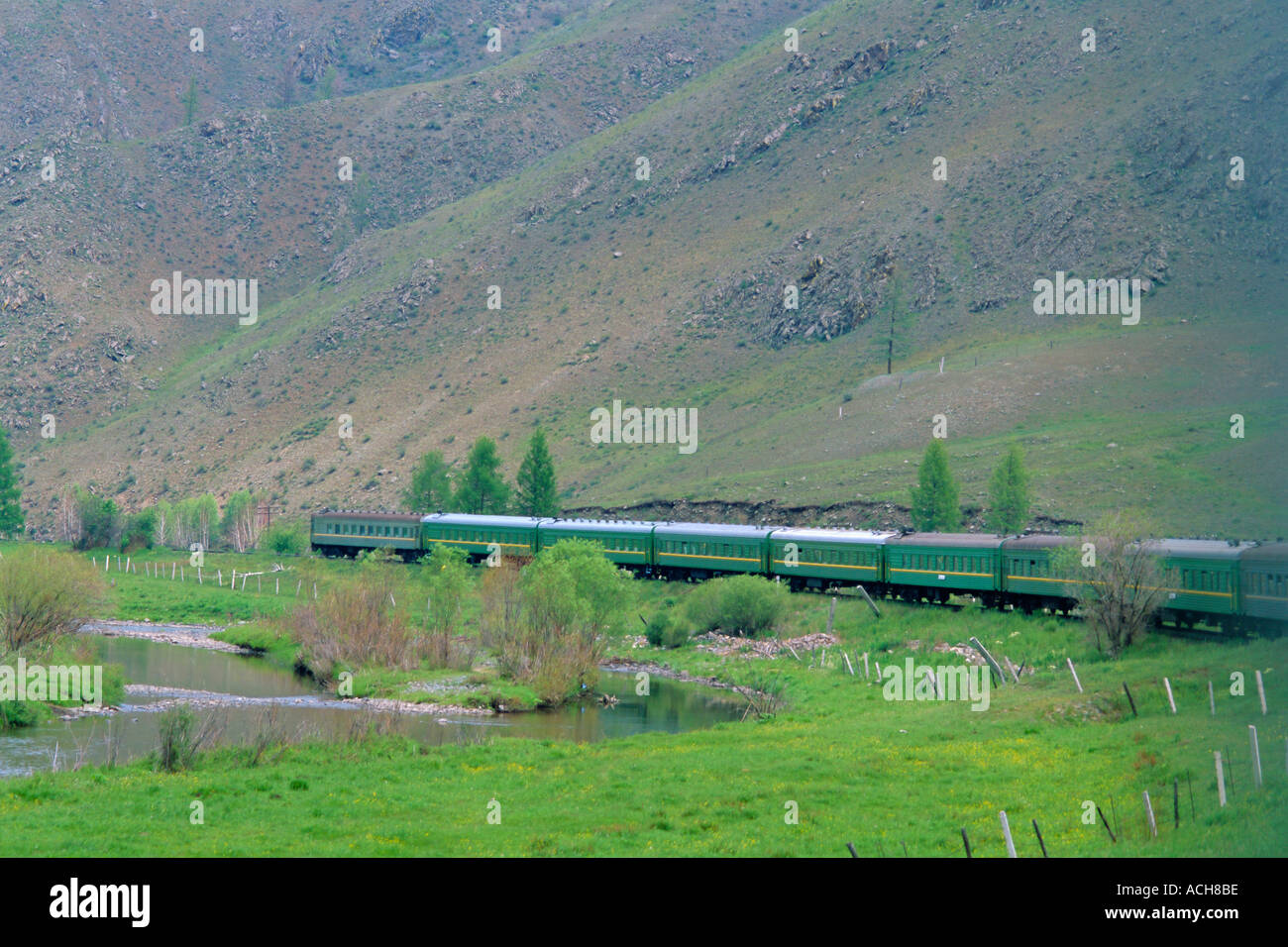 Trans Mongolian train Central Gobi Mongolia Asia Stock Photo - Alamy