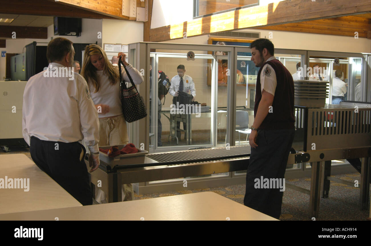 X ray inspection of hand luggage by airport security at the airport ...