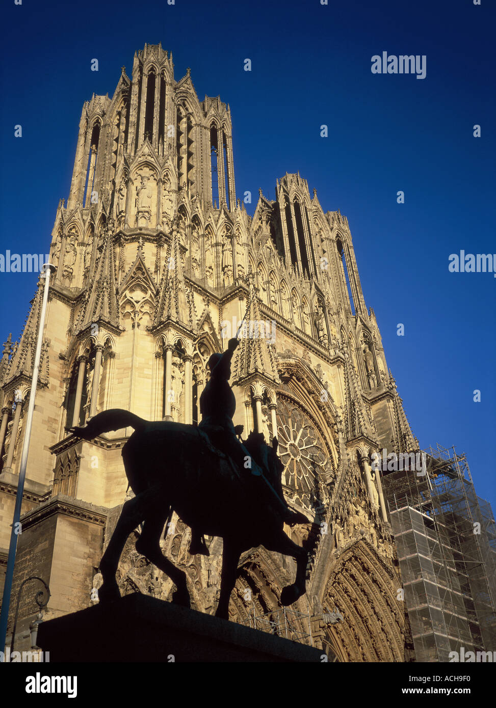 Reims Cathedral and Jeanne d Arc Joan of Arc statue UNESCO World Heritage Site Haute Marne ...