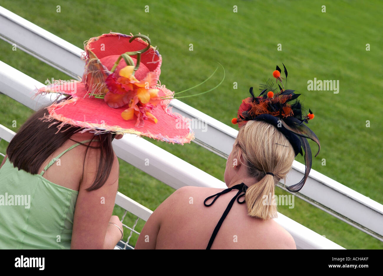 Ladies Day hats (4) - York Racecourse Stock Photo - Alamy