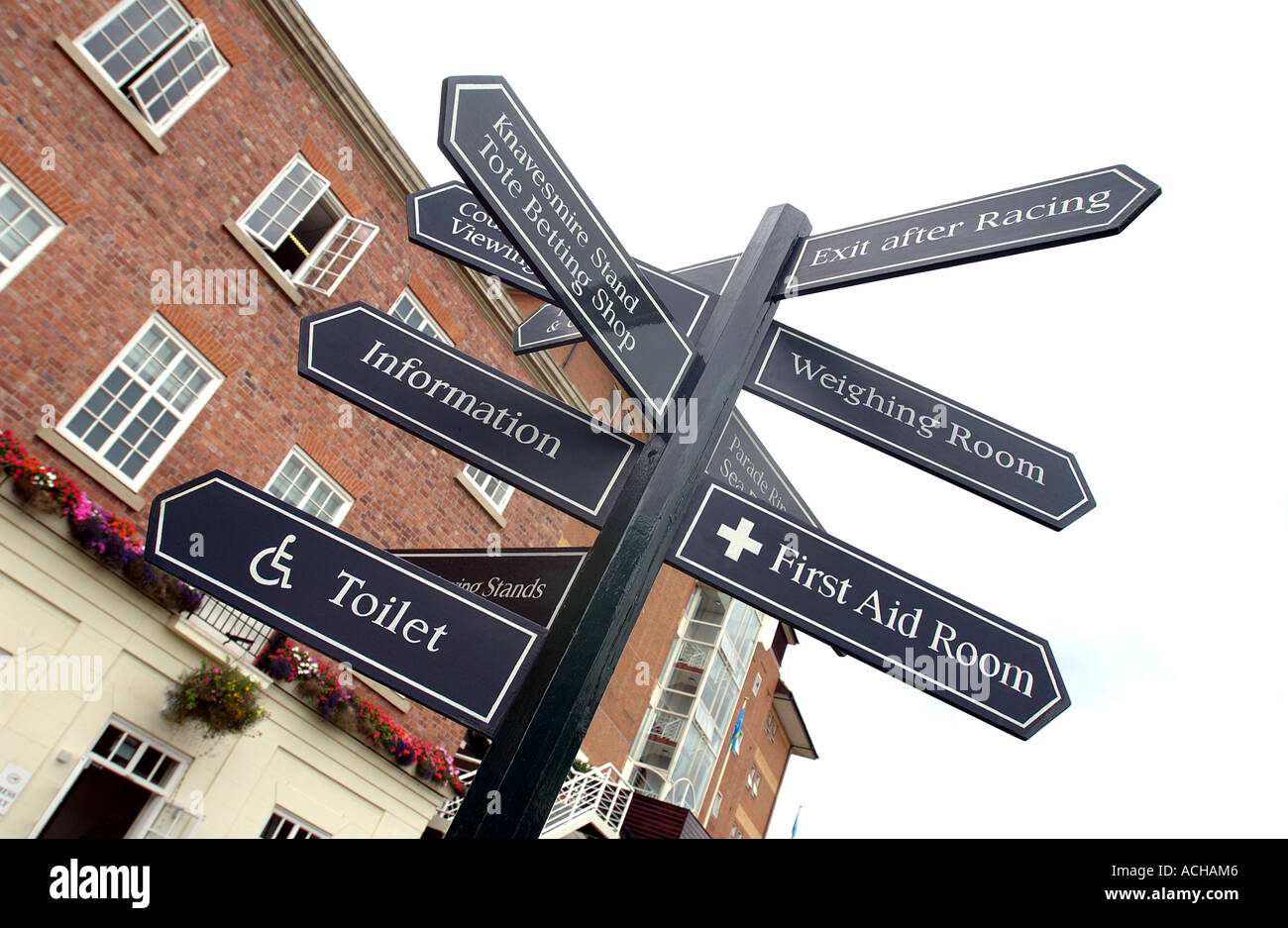 Sign Post at York Racecourse Stock Photo - Alamy
