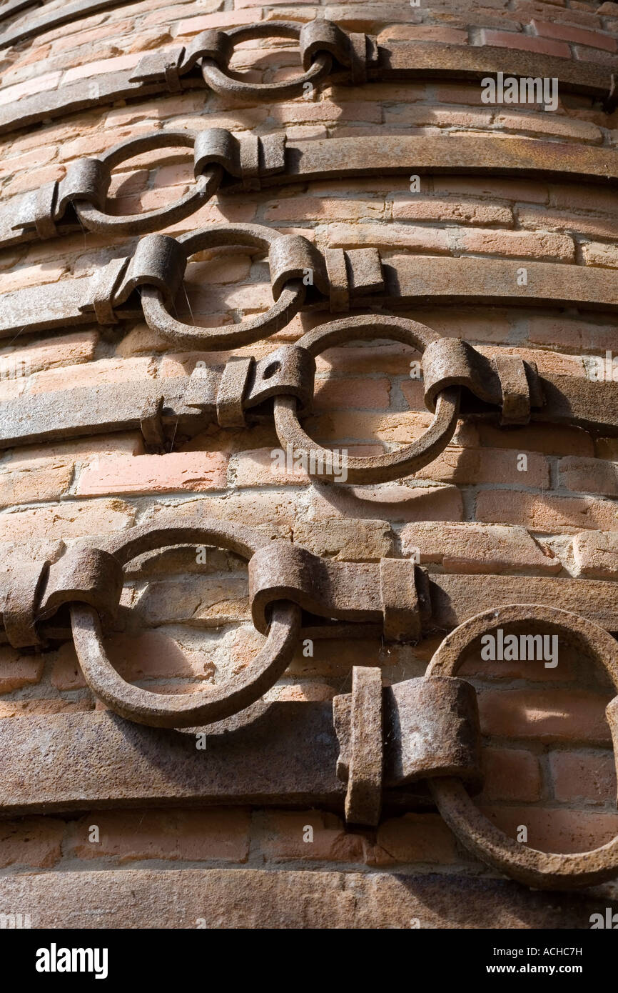 Rusty iron bands supporting ironworks furnace Stock Photo - Alamy