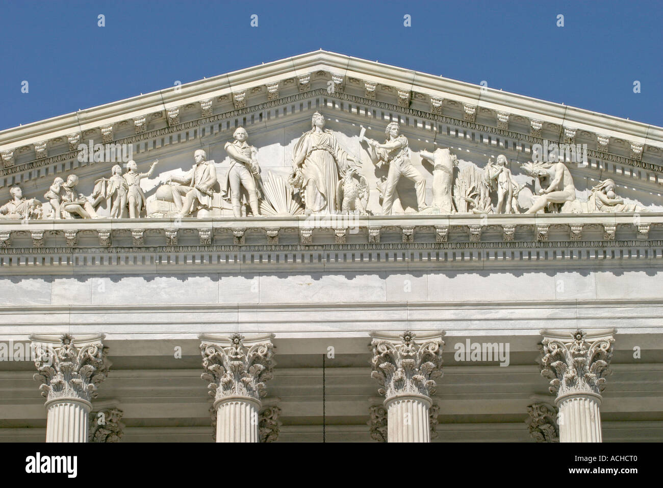 sculptures and roofline on rear of Capitol building, Washington, D.C ...