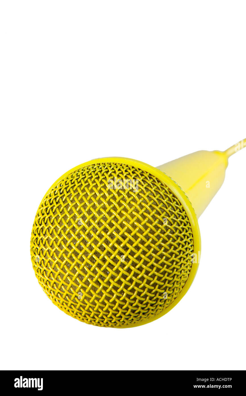 Bright yellow microphone Stock Photo - Alamy