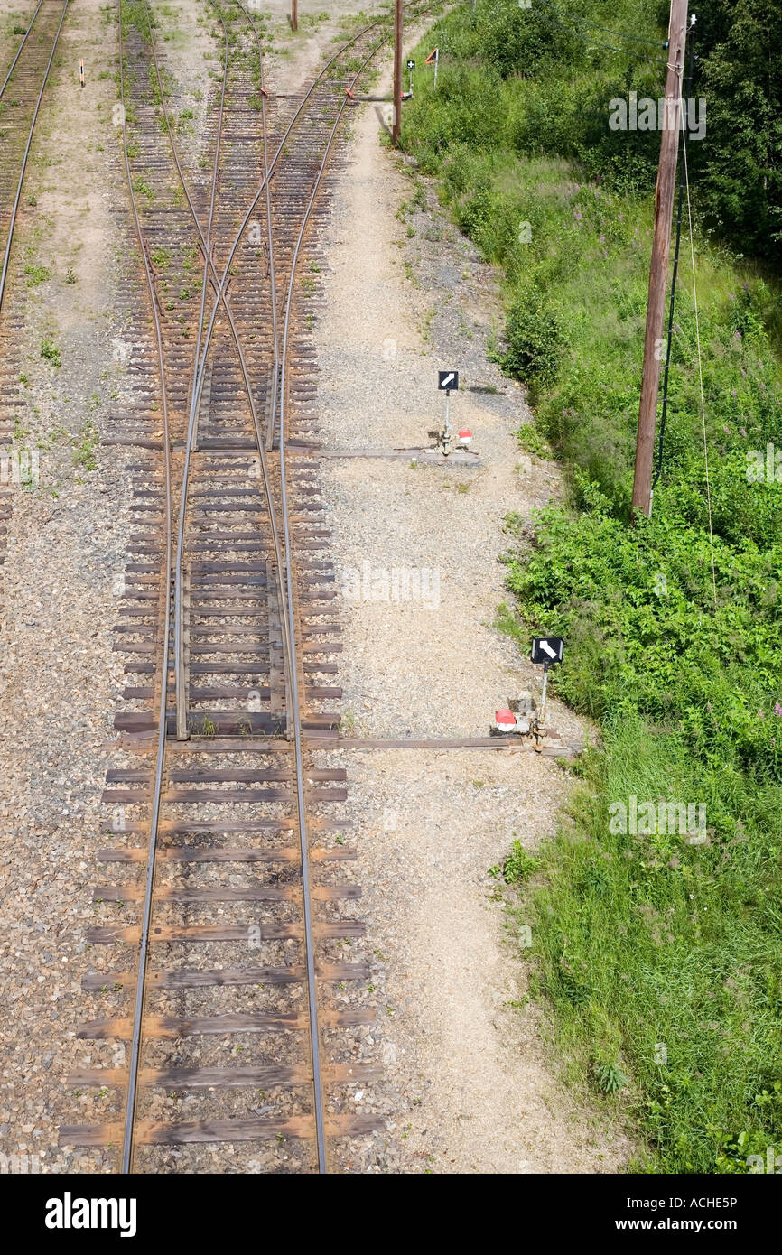 rails with track switch turnouts Finland Stock Photo - Alamy
