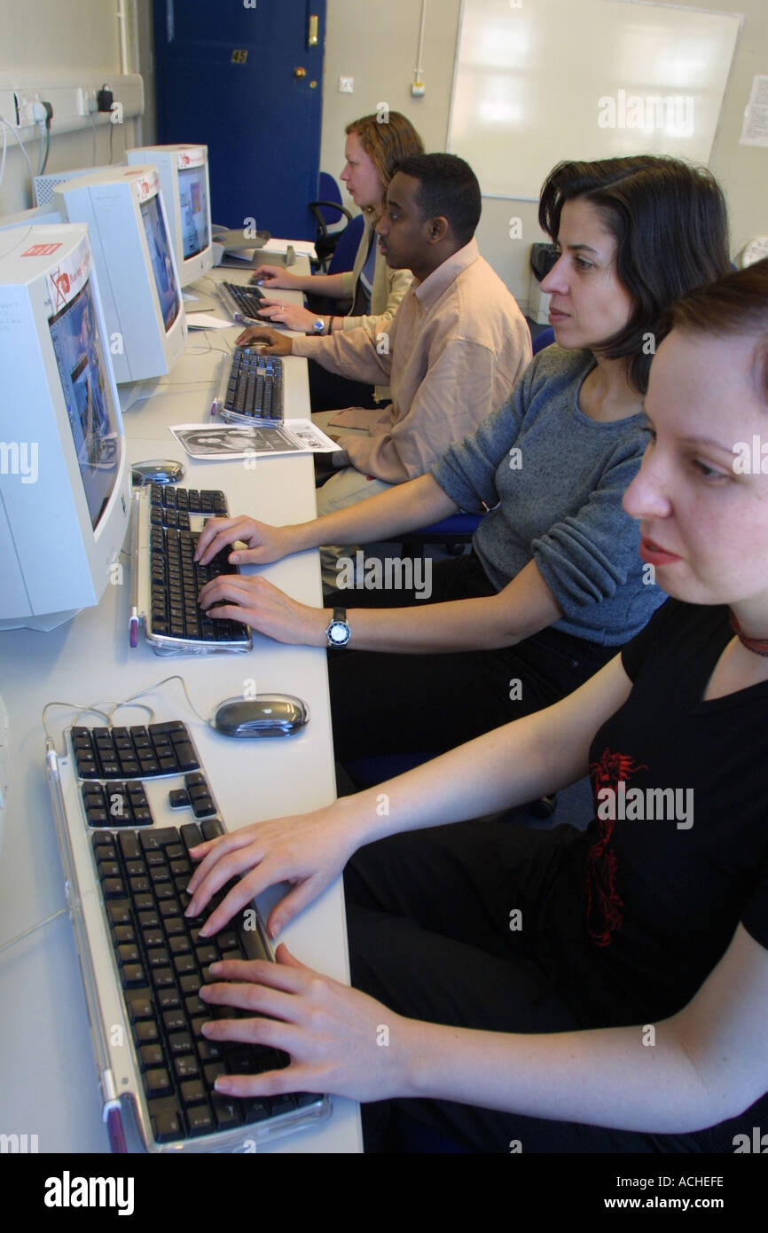 Mature students in computer class at WMC Camden London Stock Photo - Alamy