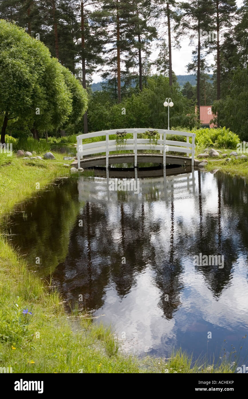 Wooden foot bridge Sotkamo Finland Stock Photo - Alamy