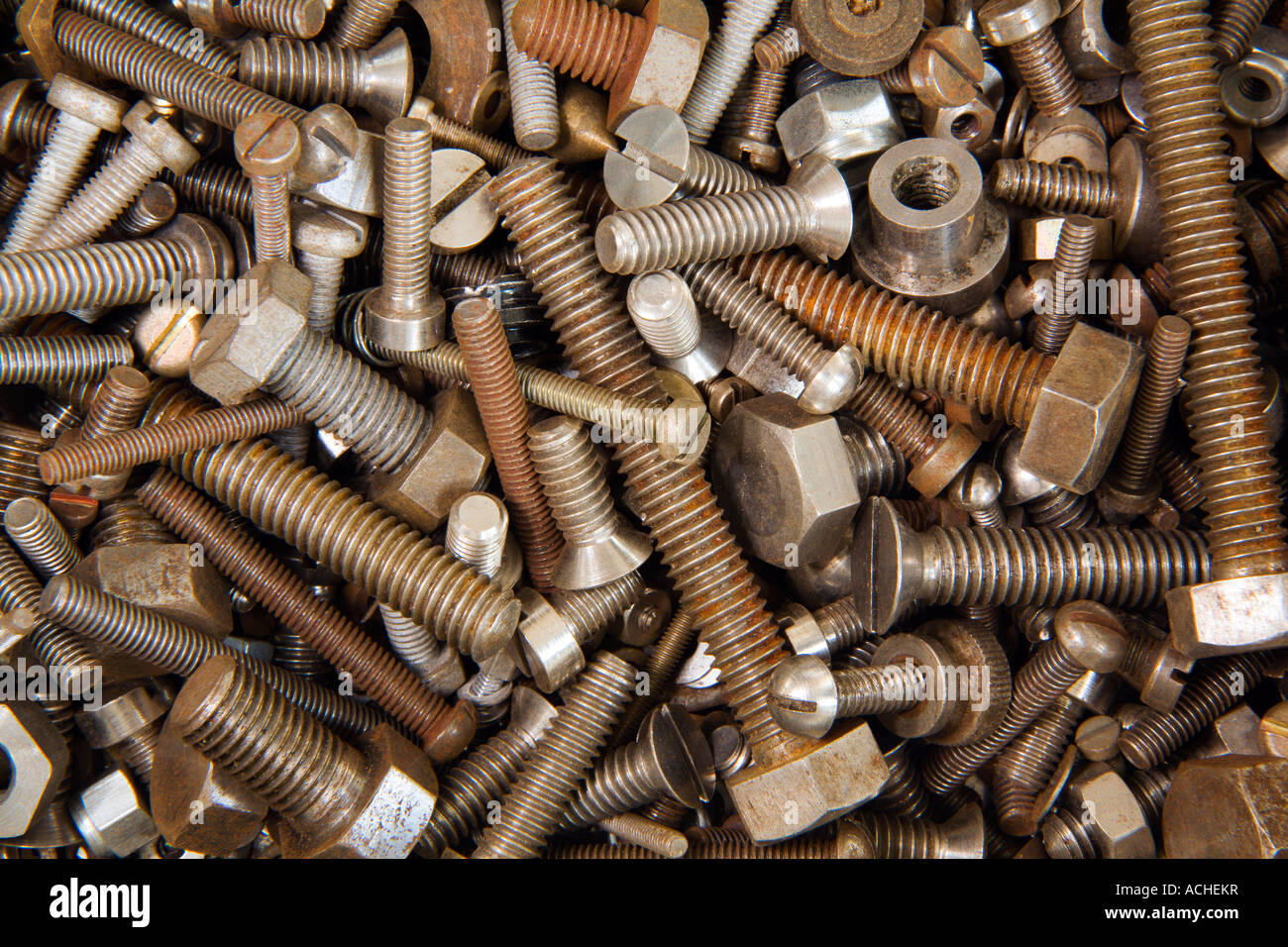 Box of rusty screws nuts and bolts Stock Photo - Alamy