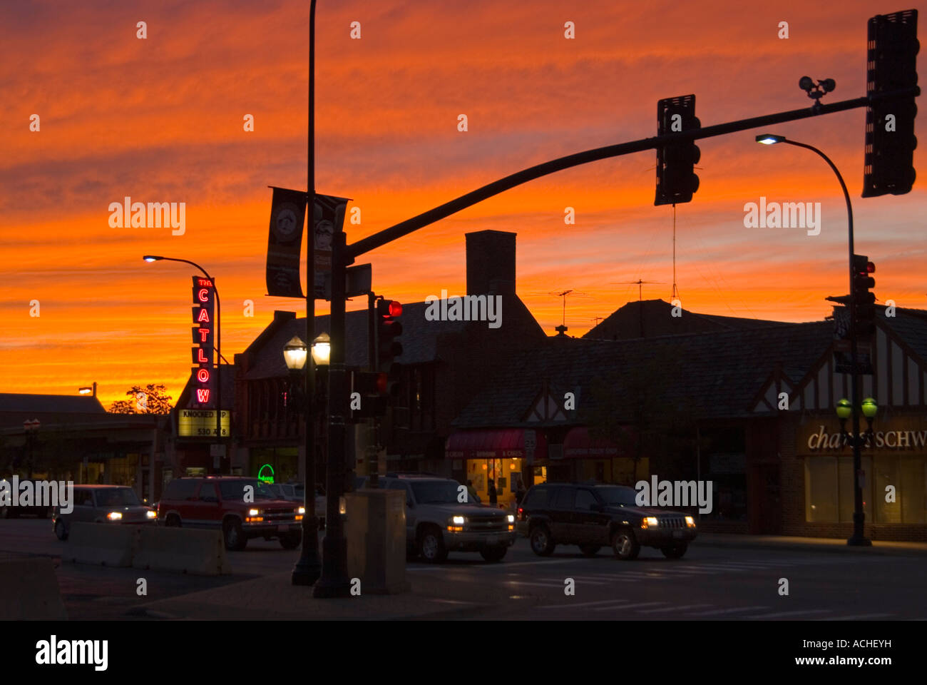 Small Town USA Sunset Silhouette Stock Photo - Alamy