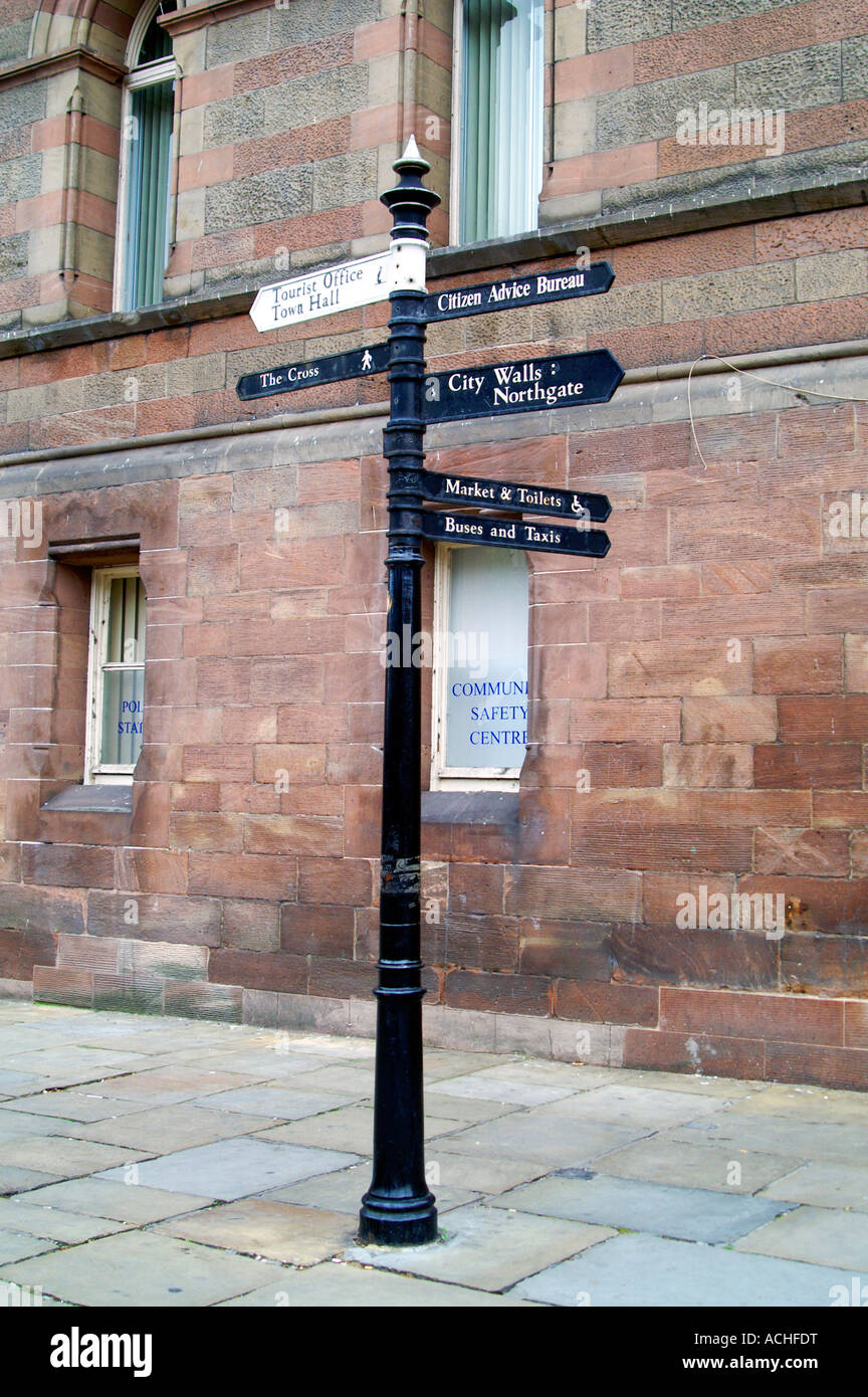 Tourist sign post, Chester Stock Photo - Alamy