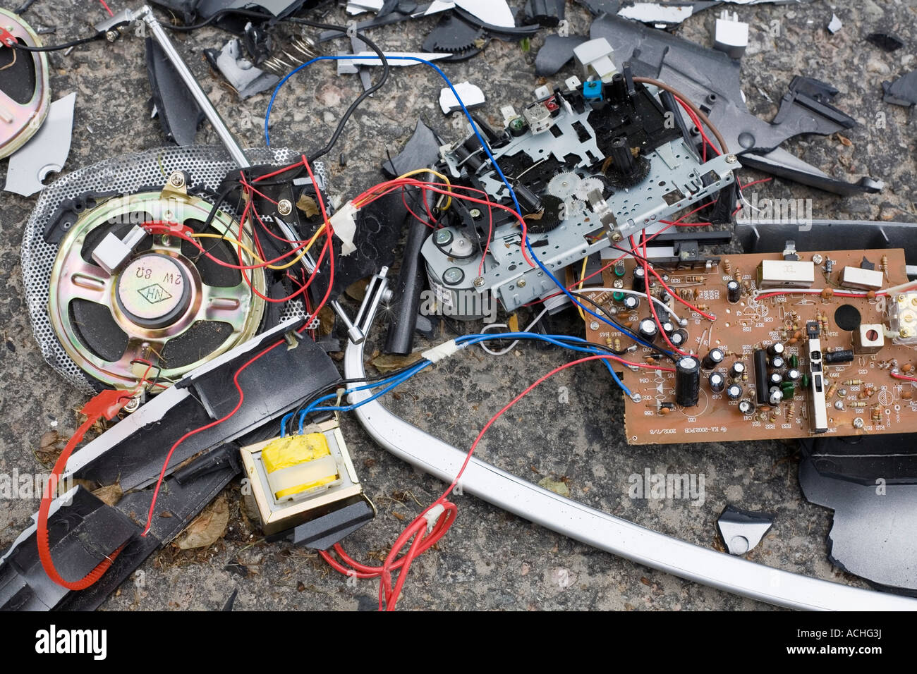 broken stereo cassette player on street Stock Photo - Alamy