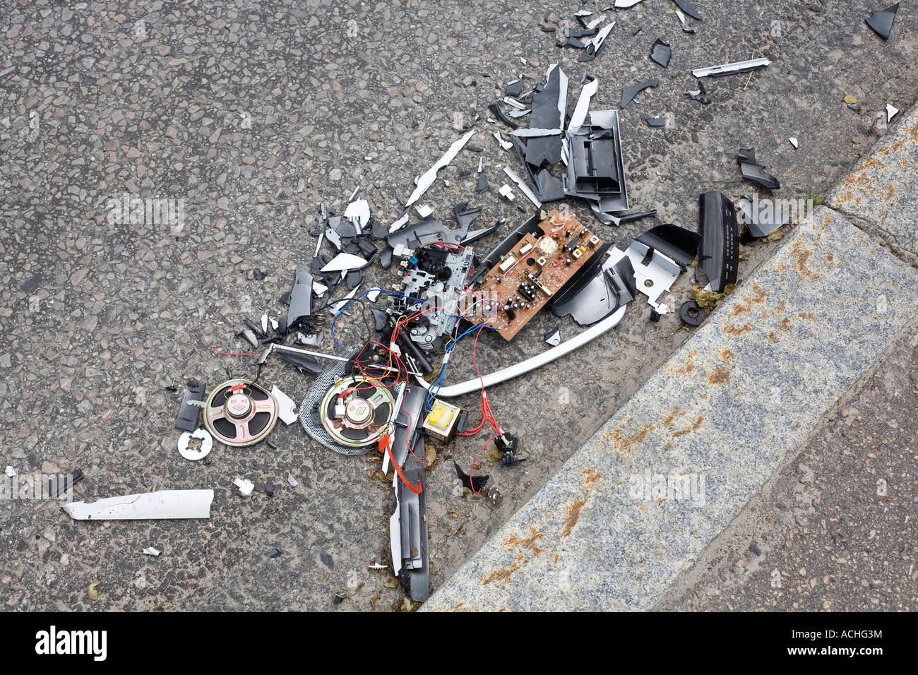 broken stereo cassette player on street Stock Photo - Alamy