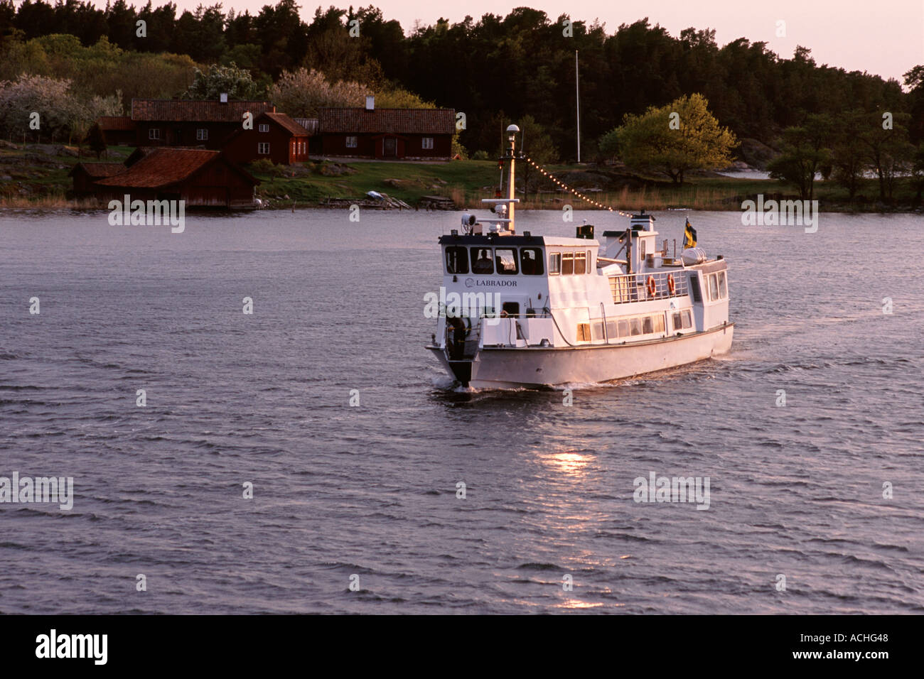 Passenger boat in the Swedish archipelago Stock Photo - Alamy