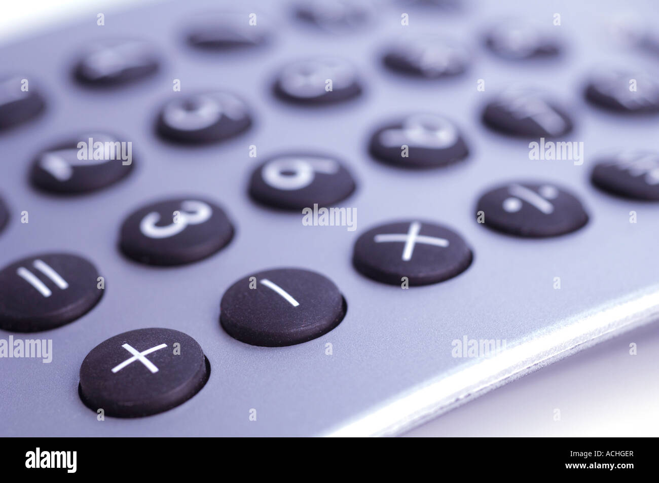 Close up of numbers and arithmetic symbols on electronic calculator ...
