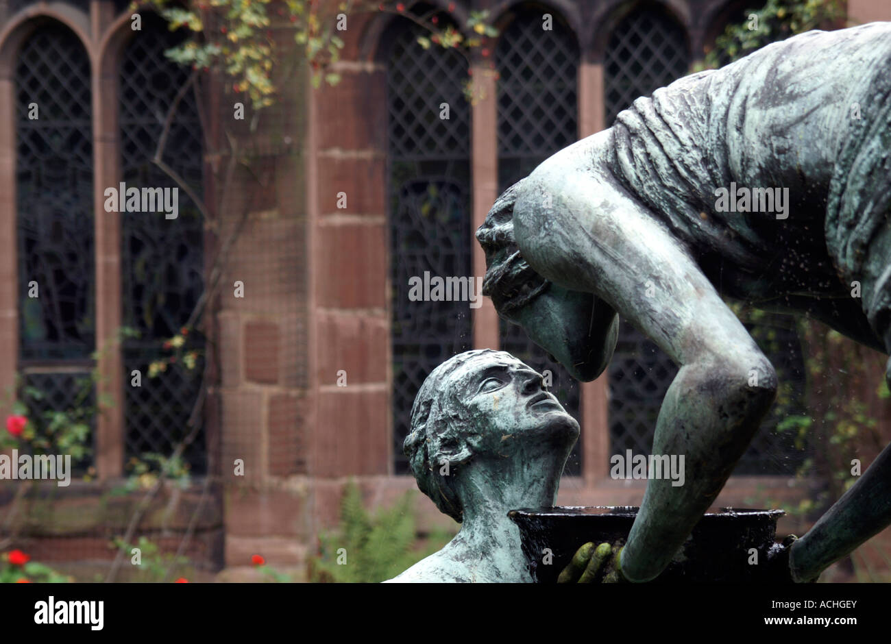Water of Life Statue, Cloister Gardens, Chester Cathedral Stock Photo ...