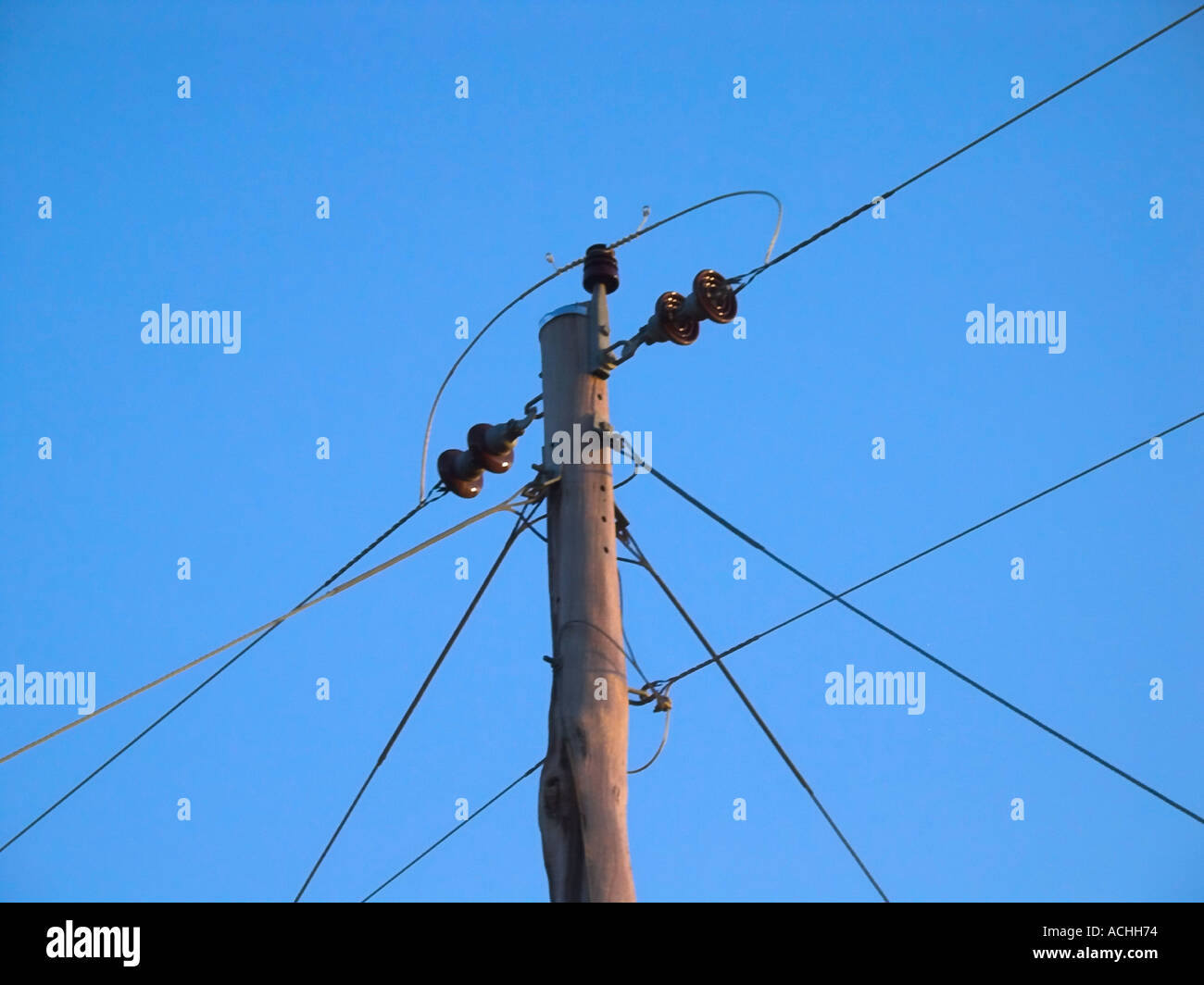 Wooden Electricity Post and Isulation Stock Photo - Alamy