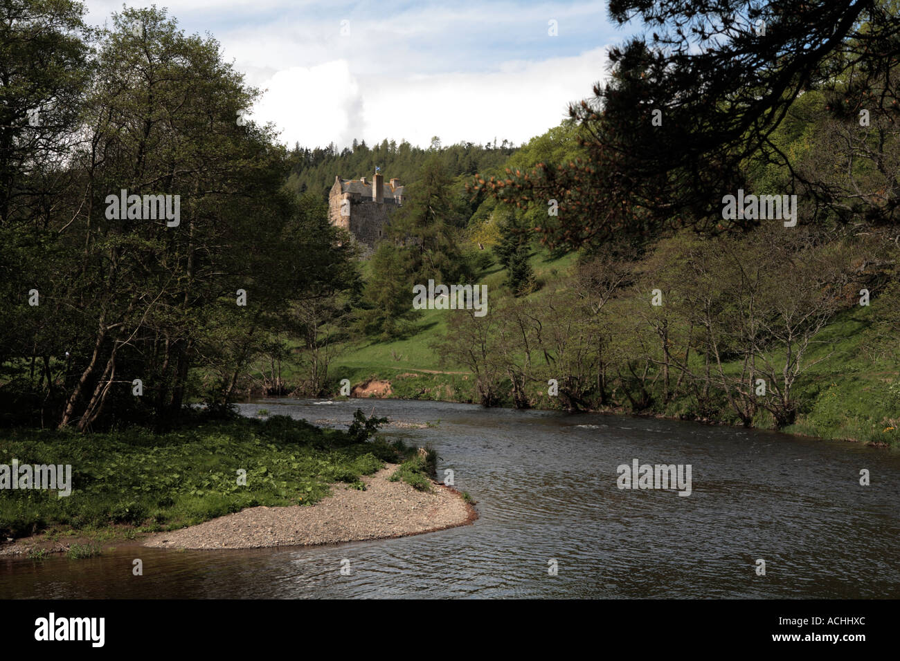 NeidPath Castle in Peebles, Scotland by the river Tweed Stock Photo - Alamy
