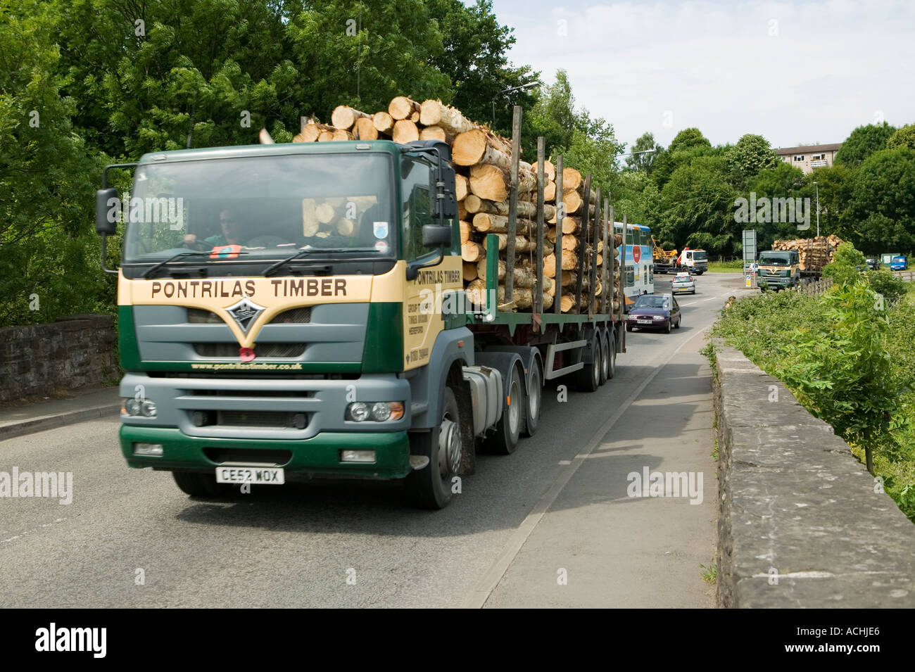Lorry transporting timber tree trunks Wales UK Stock Photo: 4296421 - Alamy