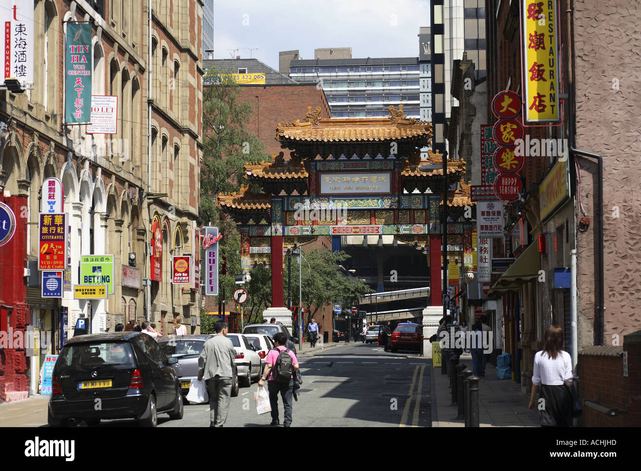 Chinatown and the Chinese Arch Manchester City Centre UK Stock Photo ...