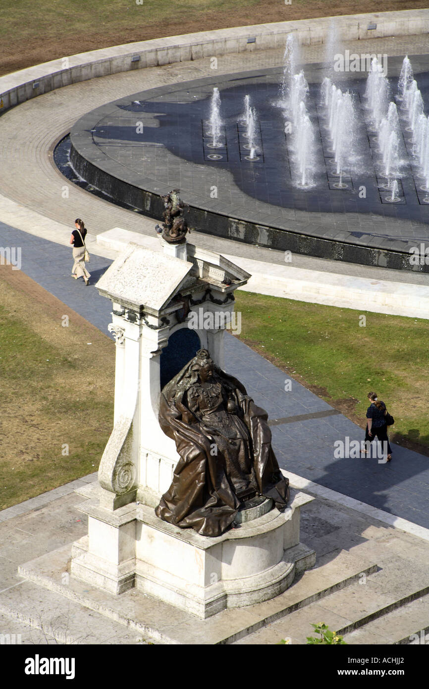 Aerial view of the Victoria Monument in Piccadilly Square Manchester UK ...