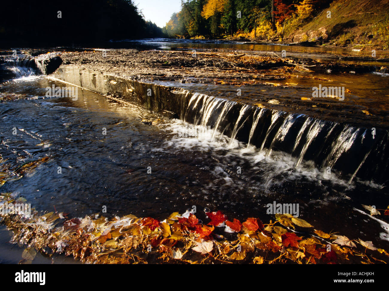 Manido Falls in autumn, Porcupine Mountains Wilderness State Park ...