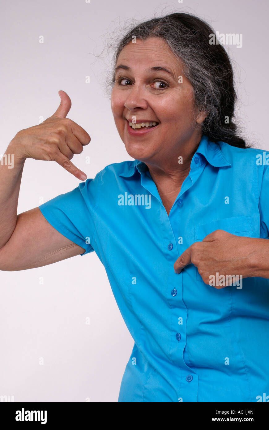 Hand signals woman hi-res stock photography and images - Alamy