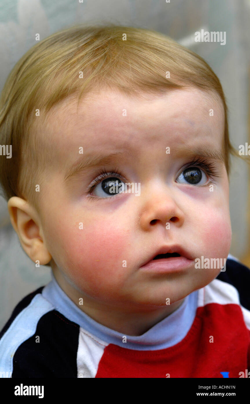 baby one year toddler caucasian boy male eyes detail vertical face ...