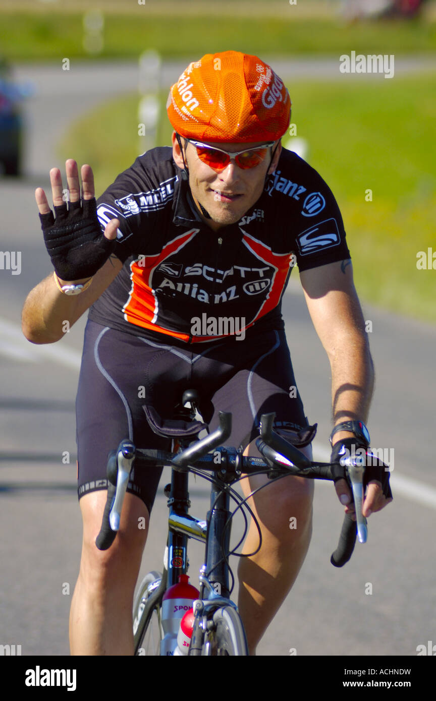 Cycle racer in the 2007 Swiss Gigathlon race Stock Photo - Alamy