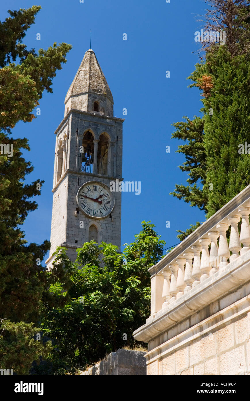 Clock tower, Lopud Island Stock Photo - Alamy