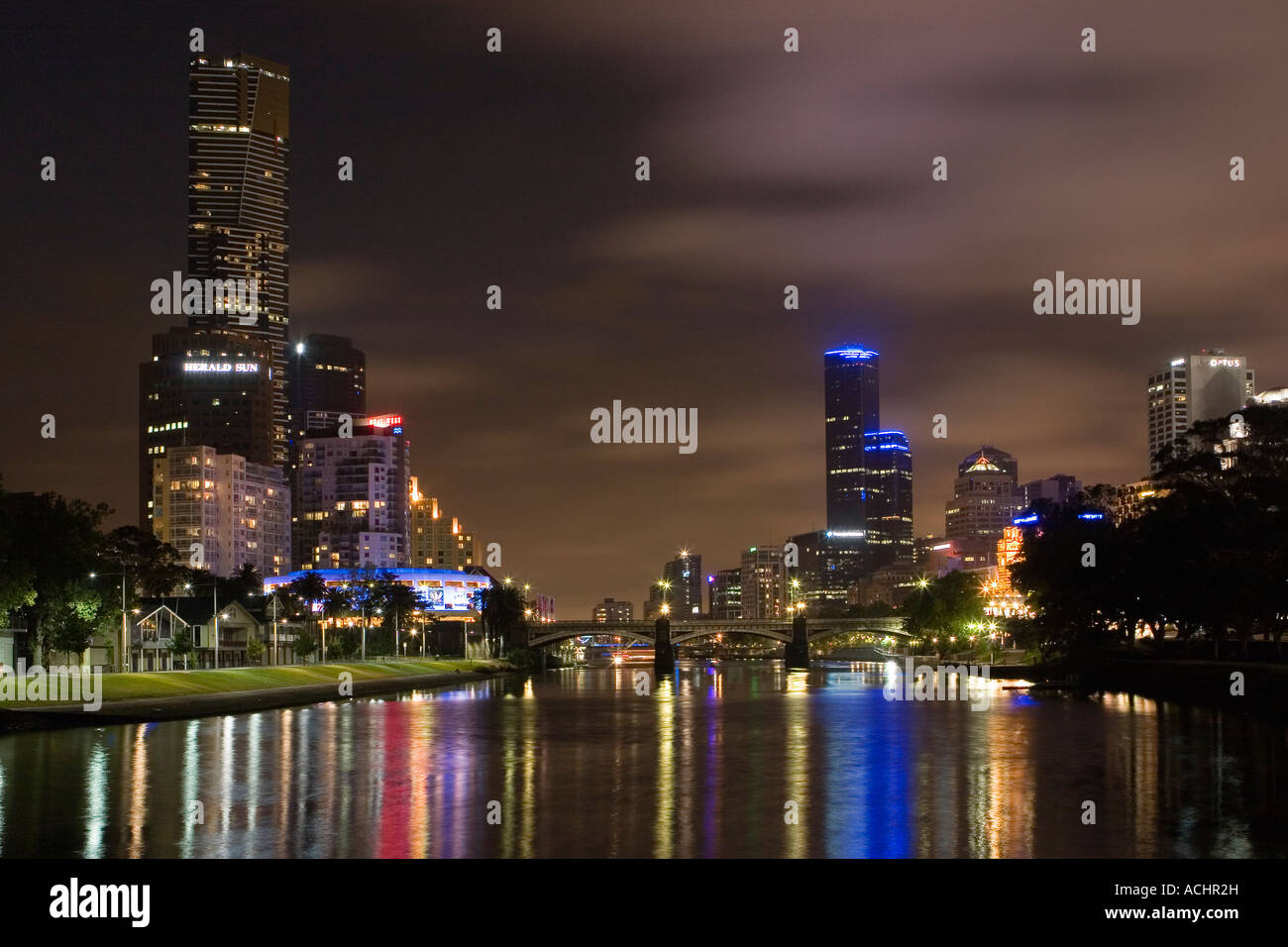 Melbourne skyline at night Stock Photo - Alamy