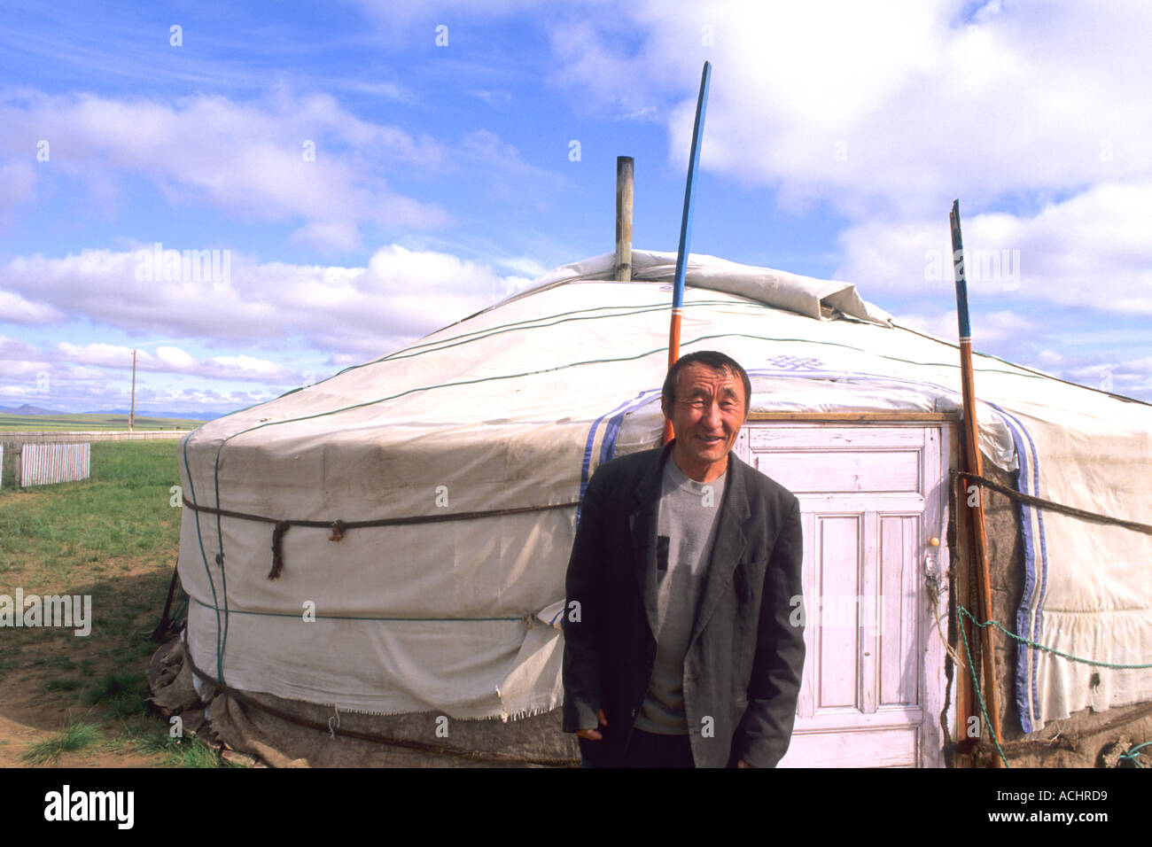 Mongolian Native by Ger in the Nomadic Country of Mongolia Stock Photo ...