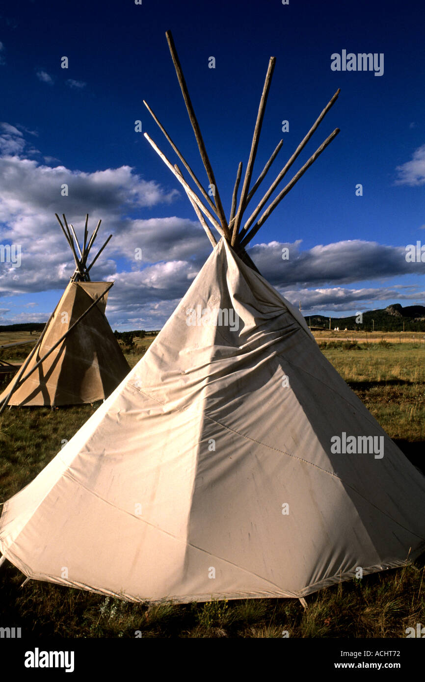 Sioux teepee at sunset on the prairie near Mount Rushmore Stock Photo ...