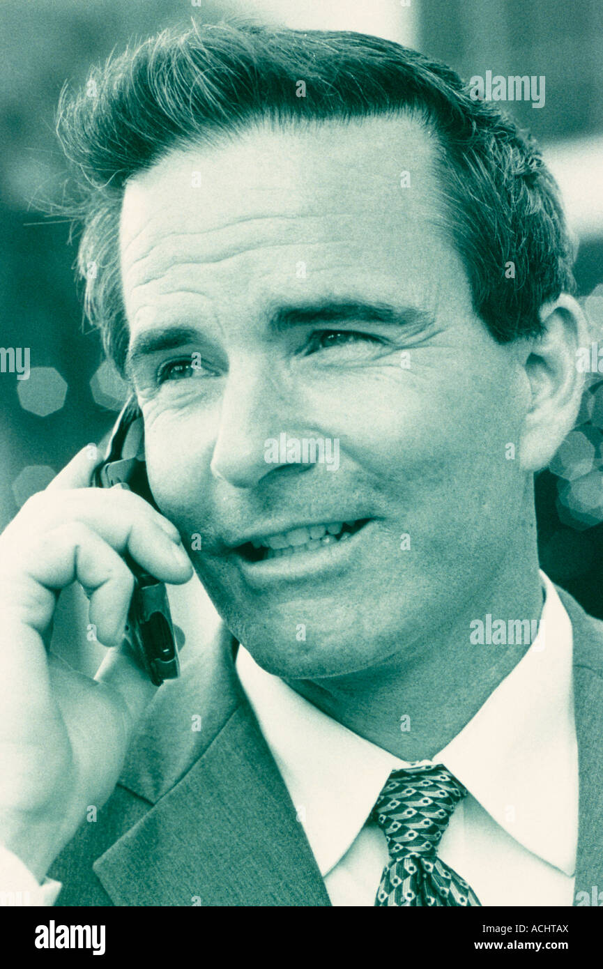 Black and white portrait man phoning with cell phone Stock Photo - Alamy