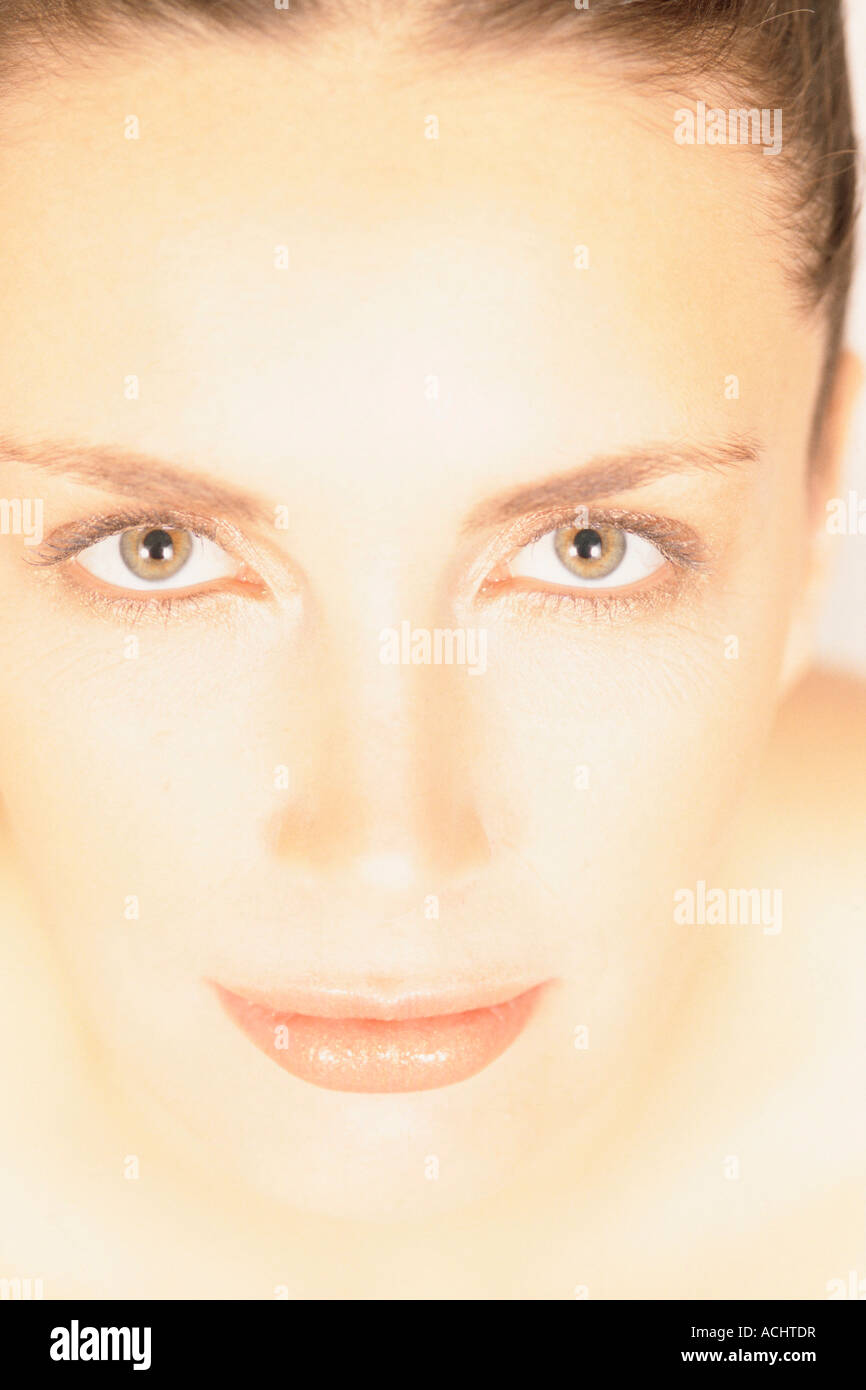 Portrait woman posing close-up on face Stock Photo - Alamy