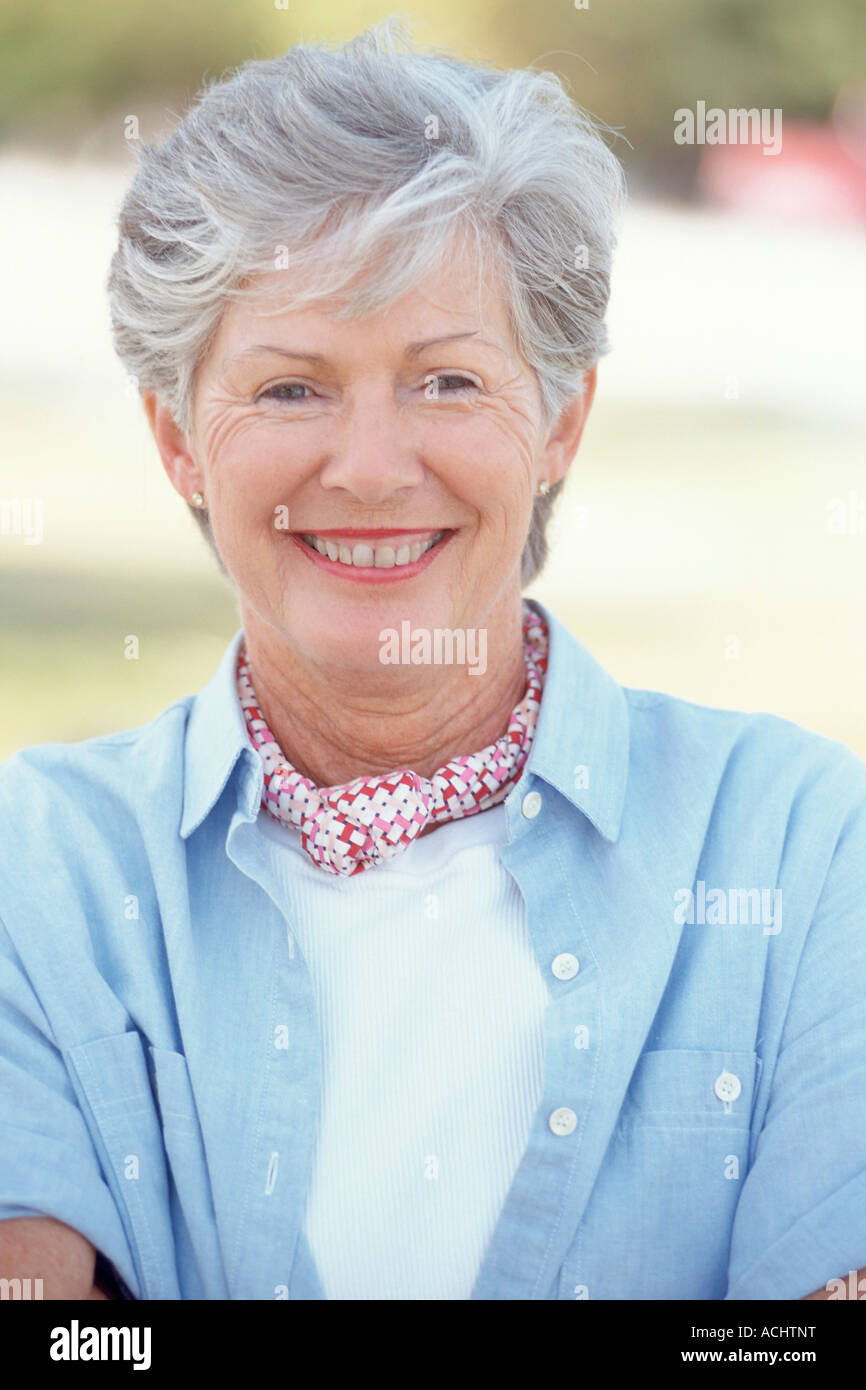 Portrait senior woman smiling Stock Photo - Alamy