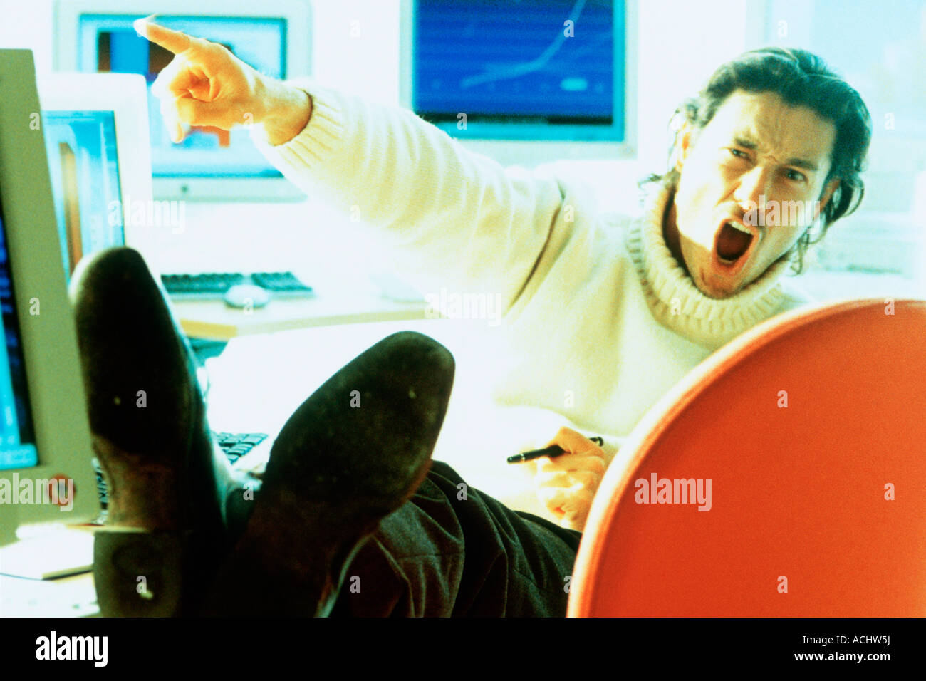 Man yelling hand out in hi-res stock photography and images - Alamy