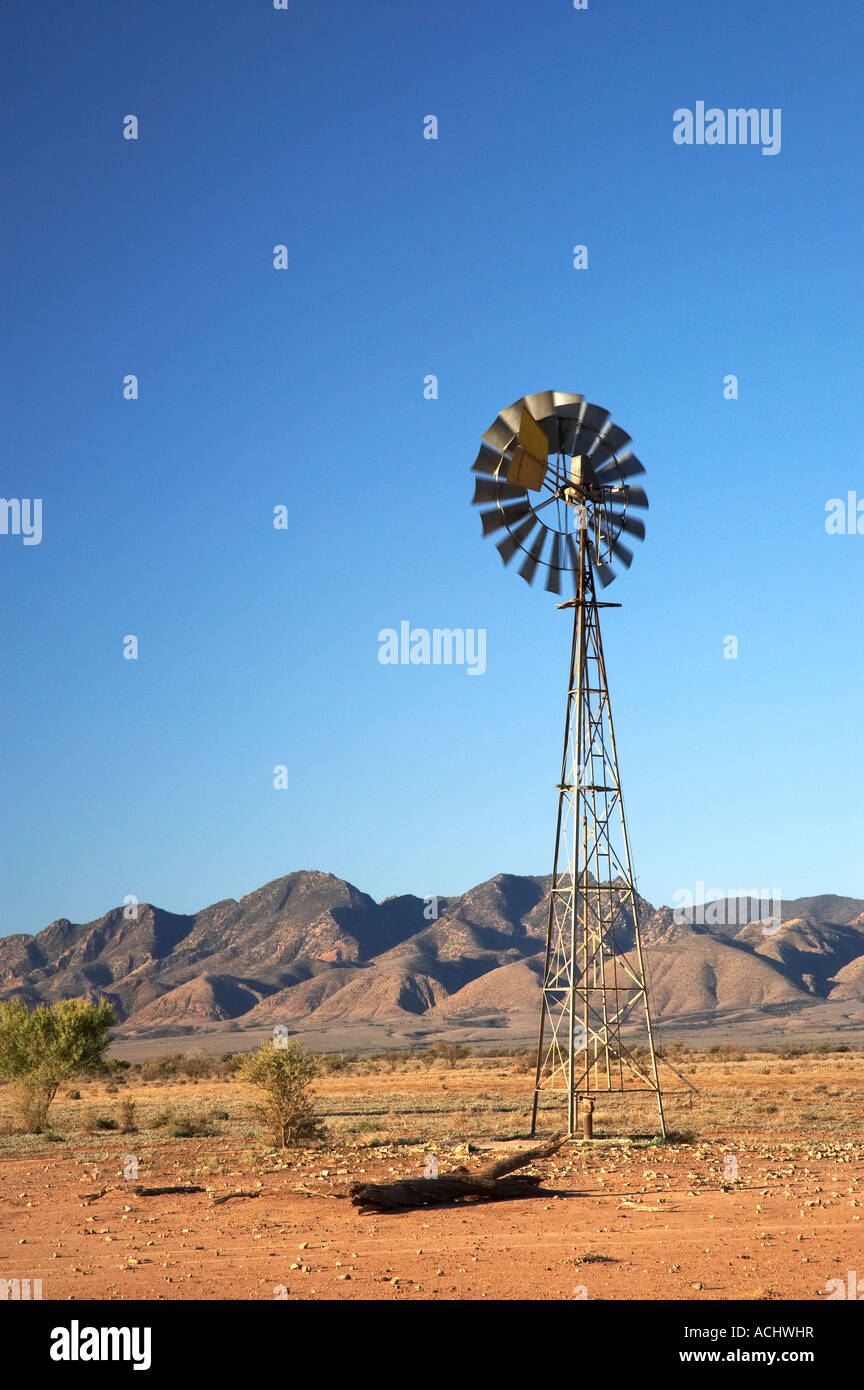 Windmill and Wilpena Pound Flinders Ranges South Australia Australia ...