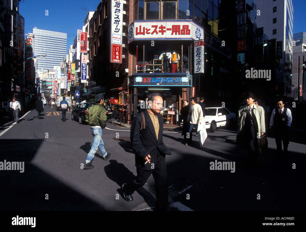 Japan Tokyo Crowded downtown streets in Tokyos Shinkuju District Stock ...