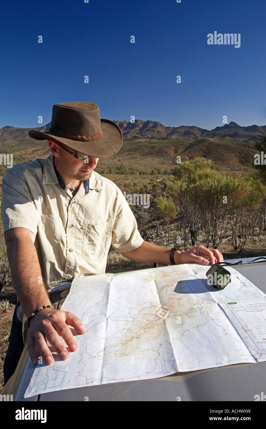 Checking the Map Flinders Ranges Outback South Australia Australia ...