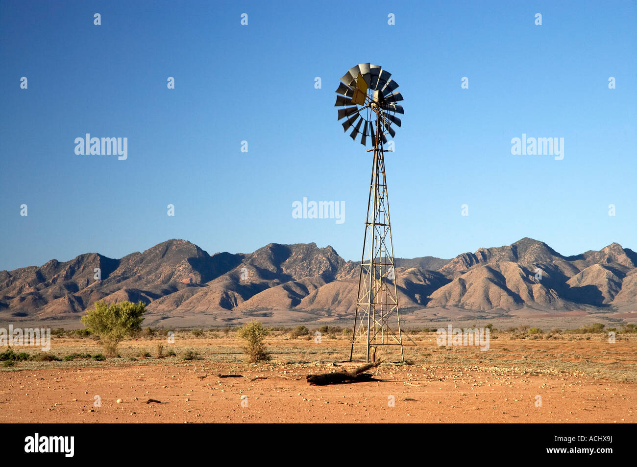 Windmill and Wilpena Pound Flinders Ranges South Australia Australia ...